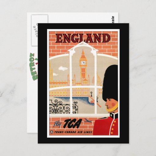 Destination: England Travel Poster Postcard | Zazzle