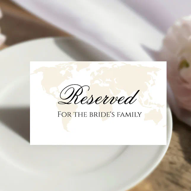 Destination reserve for the bride's family Place Card | Zazzle