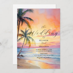 Destination Sunset Beach Wedding Invitation | Zazzle
