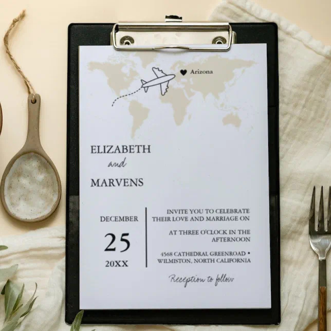 Destination Travel All In One Wedding Invitation | Zazzle