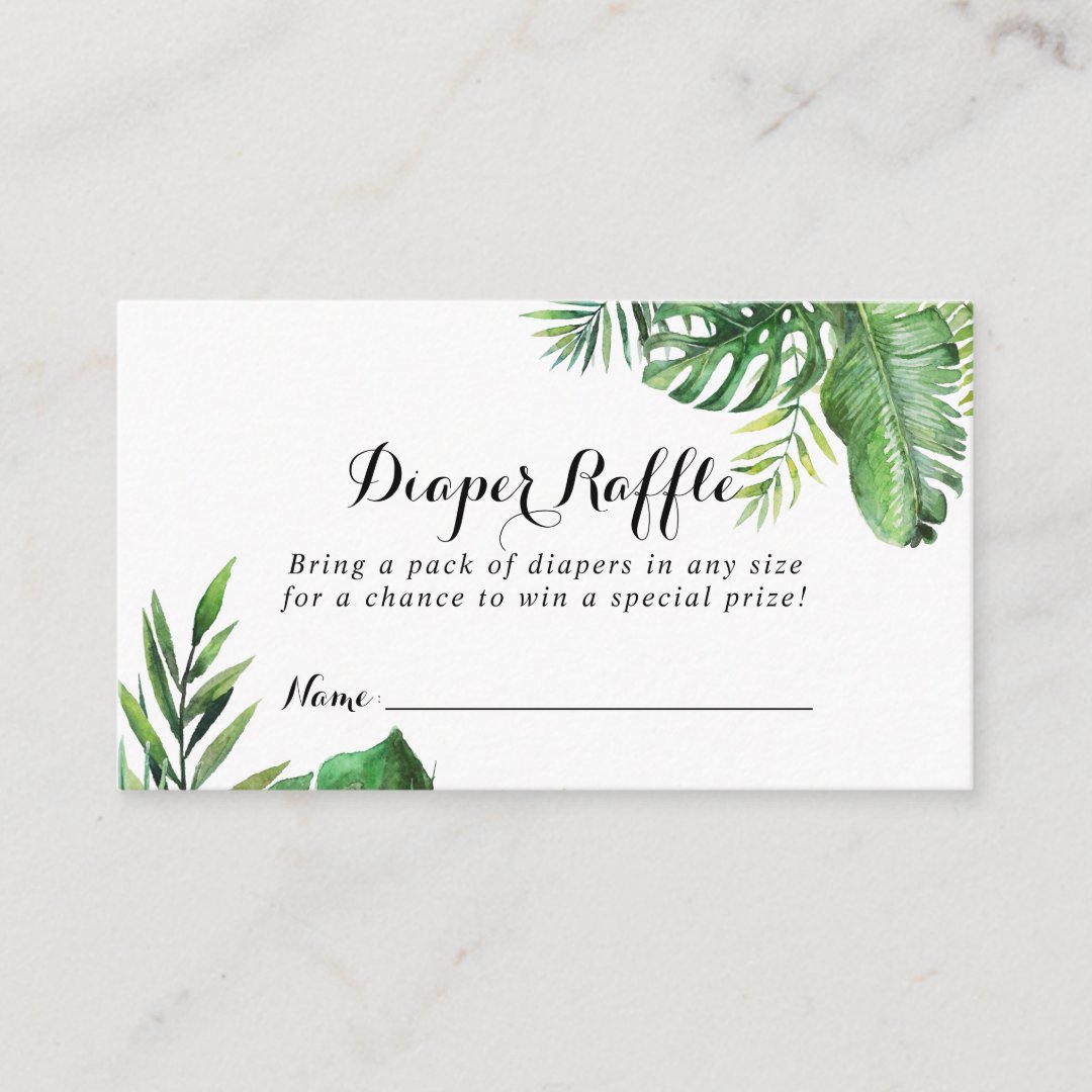 Destination Tropical Greenery Diaper Raffle Ticket Enclosure Card | Zazzle