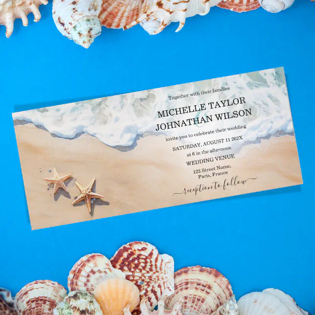 Destination Wedding Beach Tropical Island Starfish Invitation | Zazzle