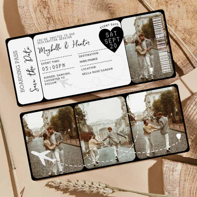 Destination Wedding Boarding Pass Plane Ticket Invitation | Zazzle