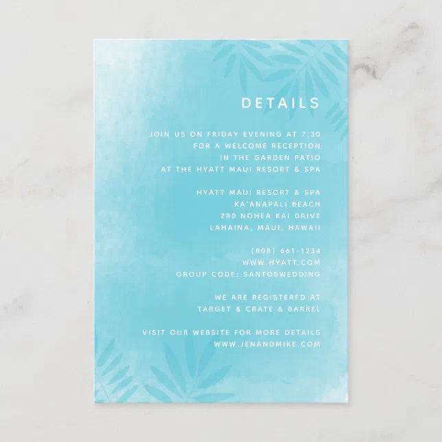 Destination Wedding Details Card | Zazzle
