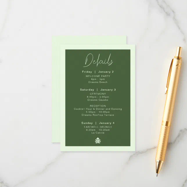 Destination Wedding Details Card | Zazzle
