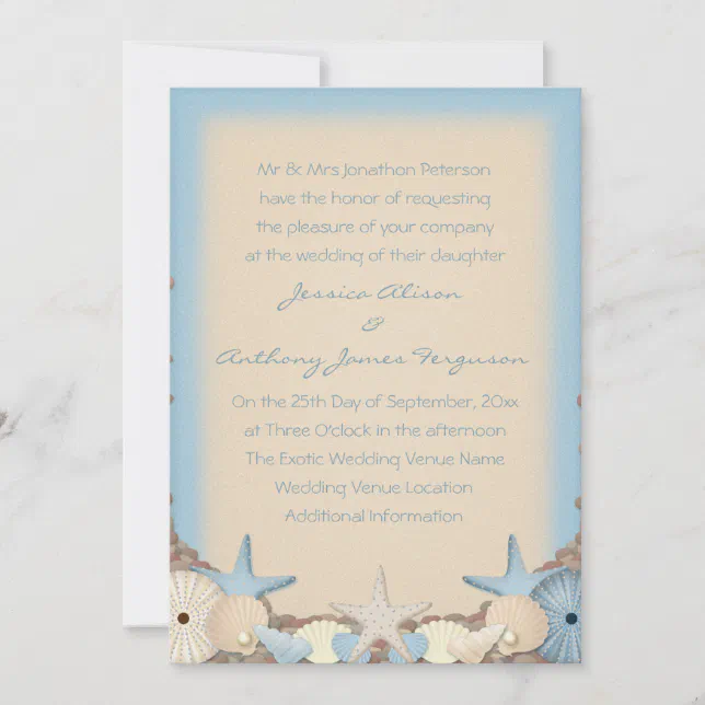 Destination Wedding Invitation Beach Shells | Zazzle