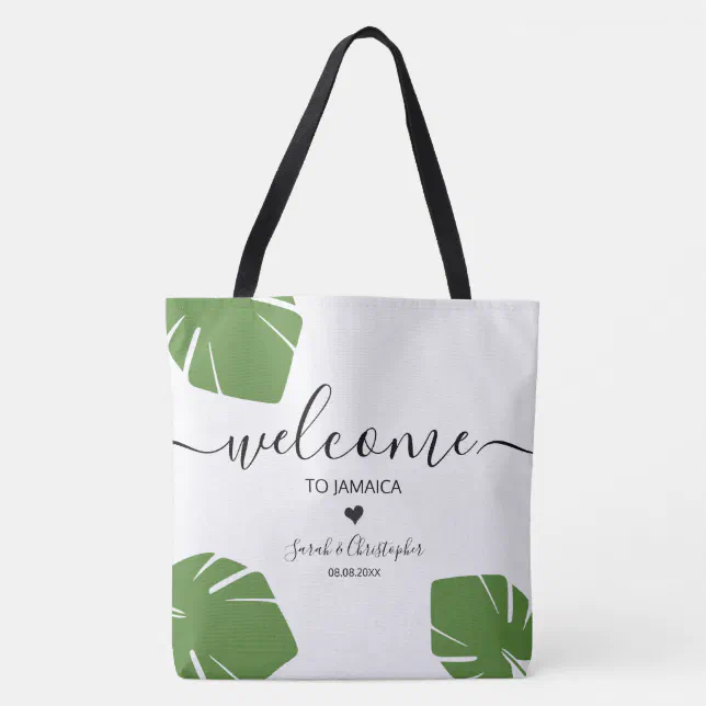 Destination Wedding Welcome Bag Tropical Leaves | Zazzle