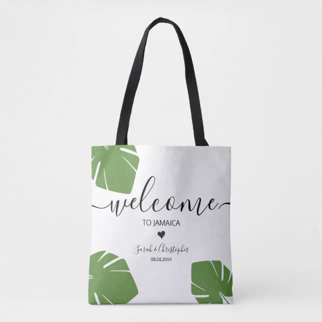 Destination Wedding Welcome Bag Tropical Leaves | Zazzle