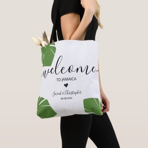 Destination Wedding Welcome Bag Tropical Leaves | Zazzle