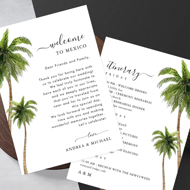 Destination Wedding Welcome Letter Itinerary Card | Zazzle