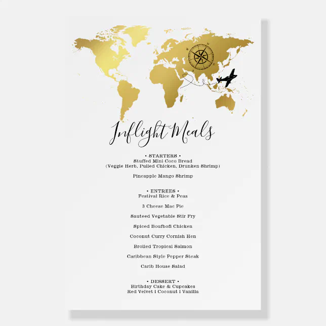 Destination Wedding World Map Food Menu Foam Board | Zazzle