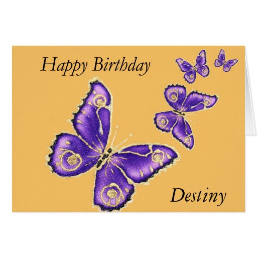 Destiny, Happy Birthday purple butterfly card | Zazzle