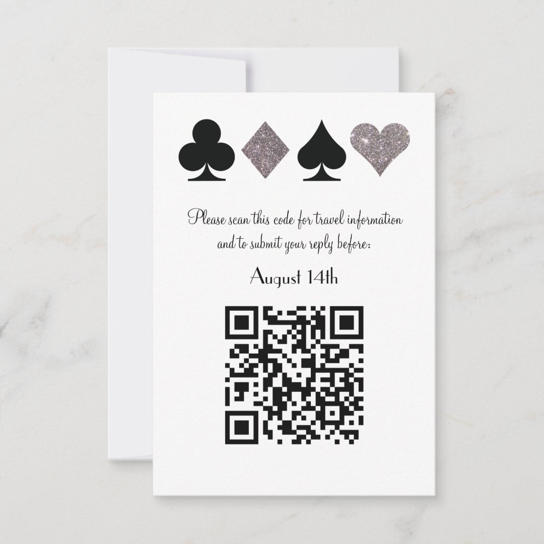 Destiny Silver Las Vegas Wedding QR code Reply RSVP Card | Zazzle