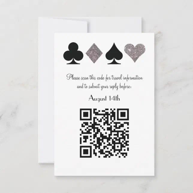 Destiny Silver Las Vegas Wedding QR code Reply RSVP Card | Zazzle