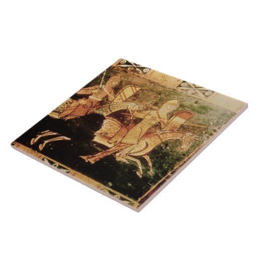 Detail from a wedding chest depicting soldiers goi tile | Zazzle