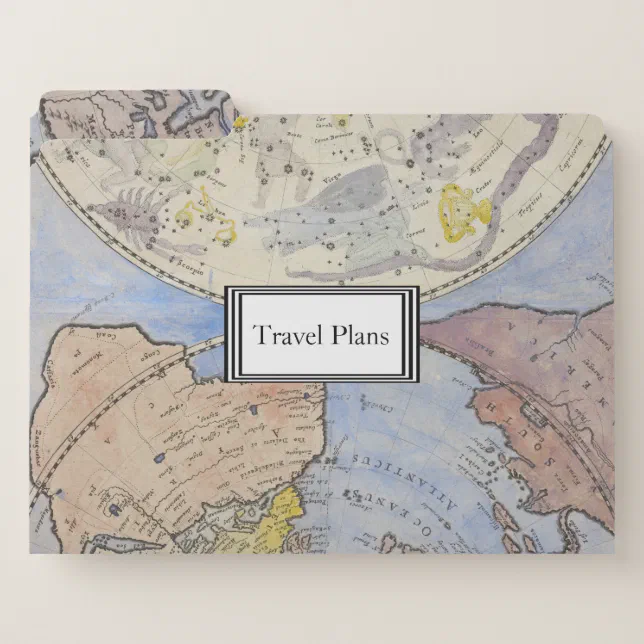 Detail of Cool Vintage Old World Map Travel Plans File Folder | Zazzle