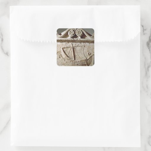 Detail of the Ship Sarcophagus, from Sidon Square Sticker | Zazzle