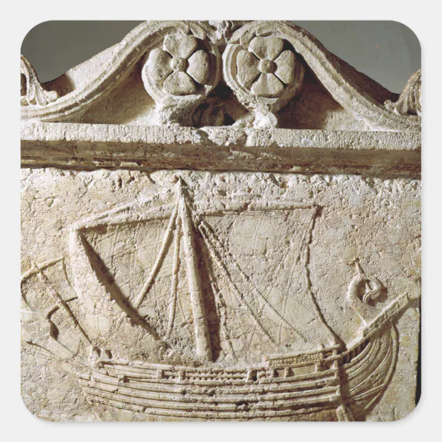 Detail of the Ship Sarcophagus, from Sidon Square Sticker | Zazzle