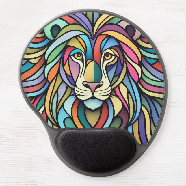 Detailed Colorful Lion Head Gel Mouse Pad | Zazzle