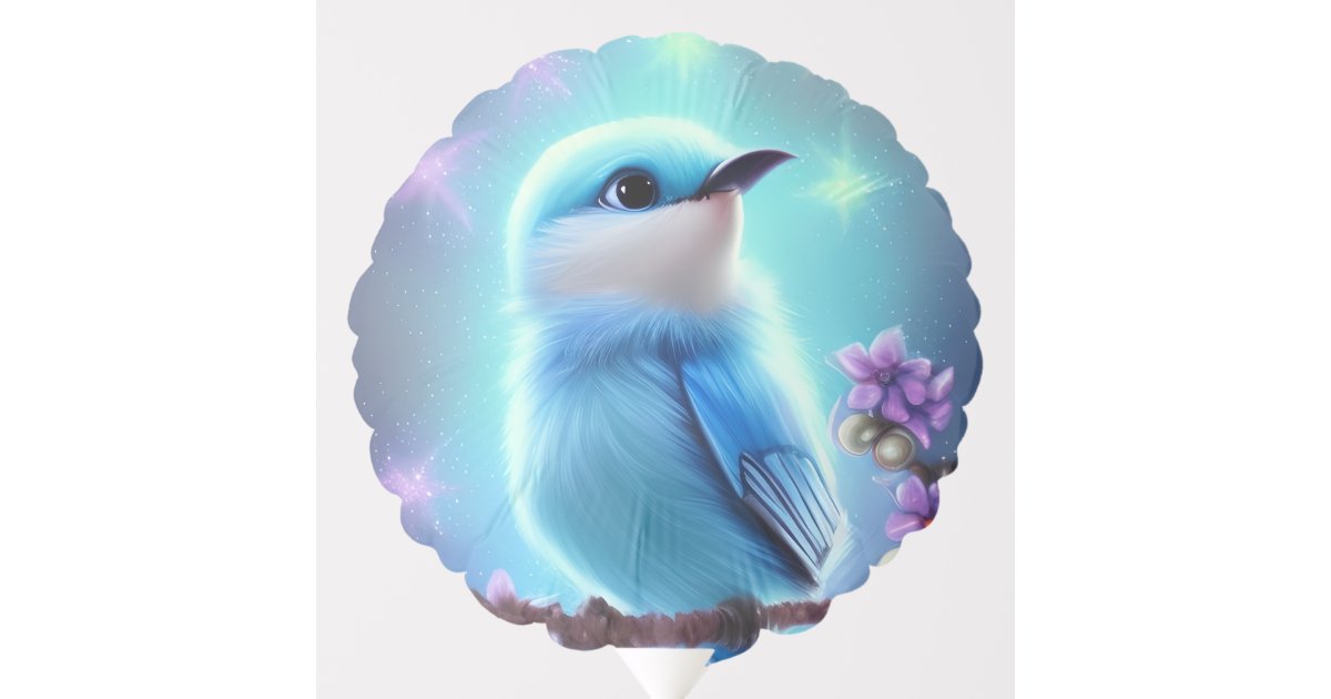 Detailed Fantasy Cute Kawaii baby blue bird Balloon | Zazzle