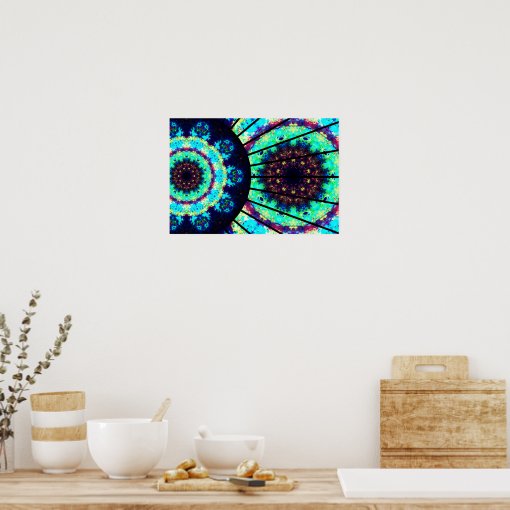 Detailed Fluorescent Cell Mandala Poster | Zazzle