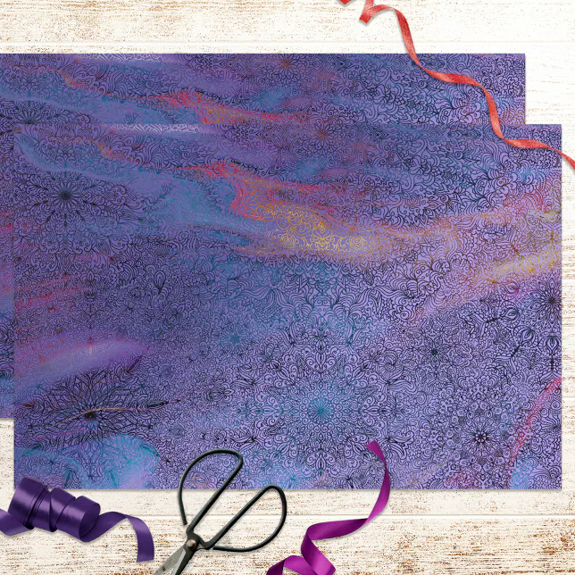 Detailed Lacy Hand Drawn Doodle Henna Indian Art Tissue Paper | Zazzle