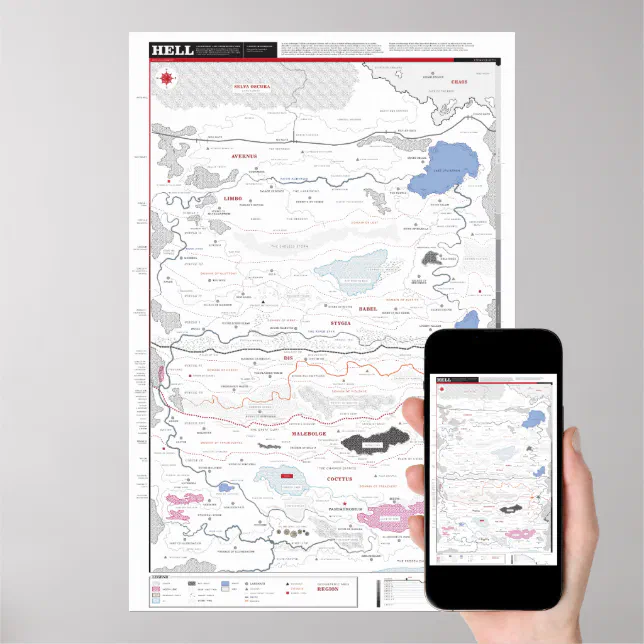 Detailed map of Hell Poster | Zazzle
