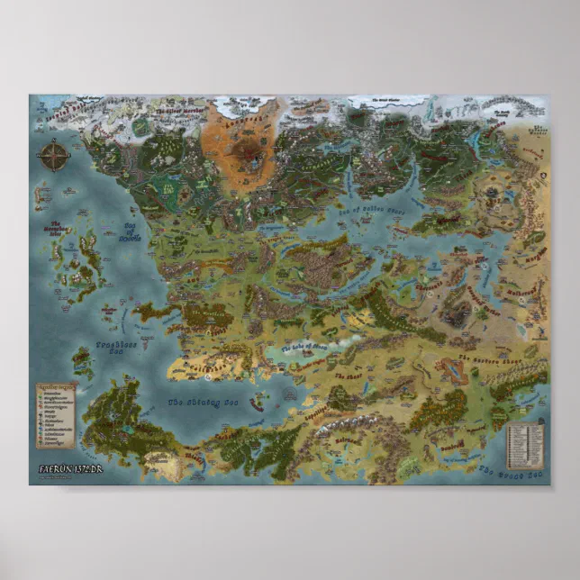 Detailed Map of the Forgotten Realms Poster | Zazzle
