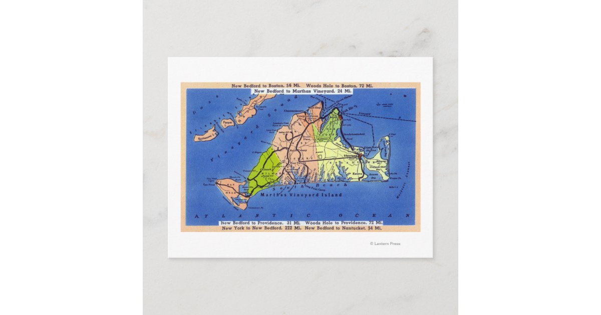 Detailed Map of the Island Postcard | Zazzle