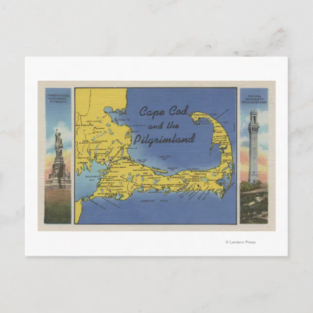 Detailed Map of the Pilgrimland Postcard | Zazzle