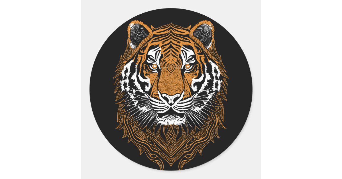 Detailed Tiger Face Classic Round Sticker | Zazzle