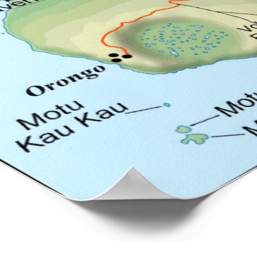 Detailed Topographic Map of Easter Island Poster | Zazzle