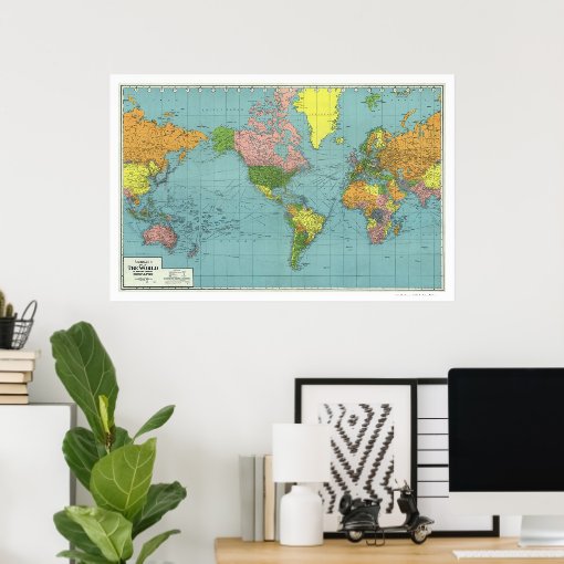 Detailed WWII World Map 1942 Poster | Zazzle