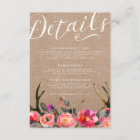 FLORAL ANTLERS | RUSTIC WEDDING ACCOMMODATION CARD | Zazzle.com