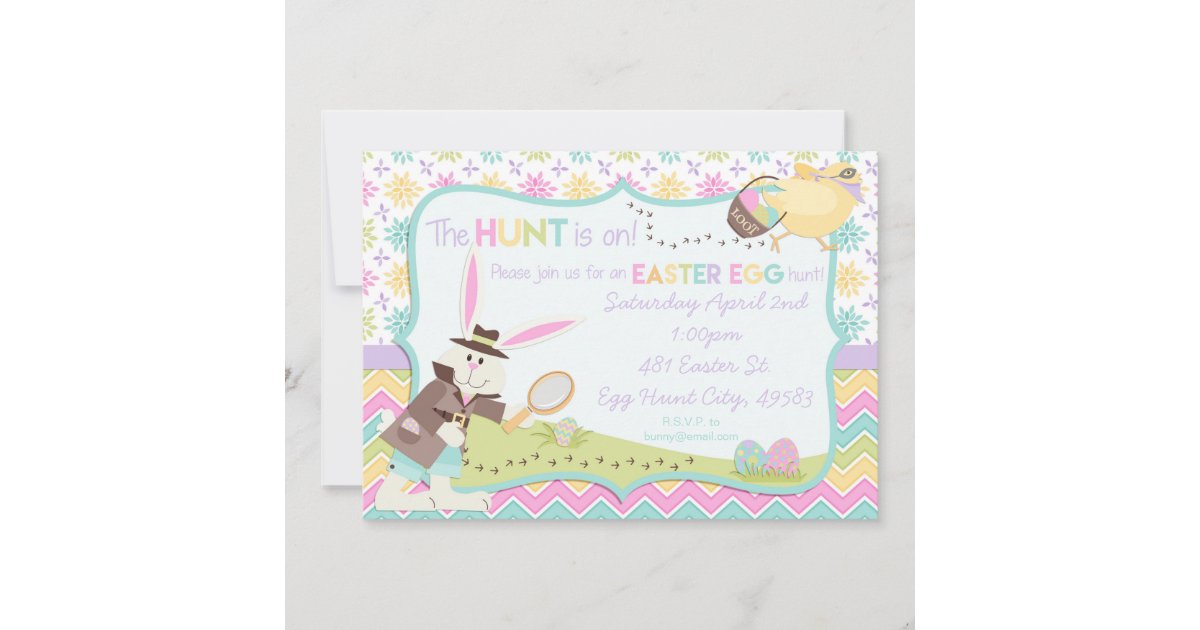 Detective Bunny Easter Egg Hunt Invitation | Zazzle