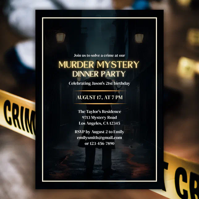 Detective Murder Mystery Dinner Party Birthday Invitation | Zazzle
