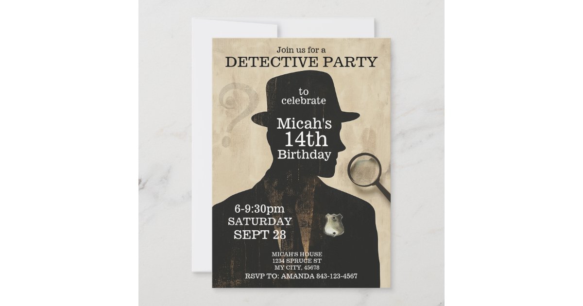 Detective Mystery Birthday Party Invitation | Zazzle