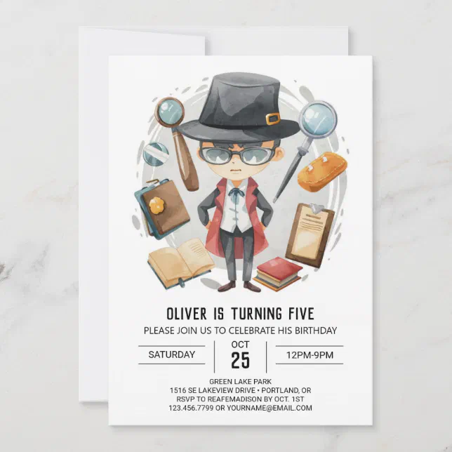 Detective Mystery Spy Glasses Birthday Invitation | Zazzle