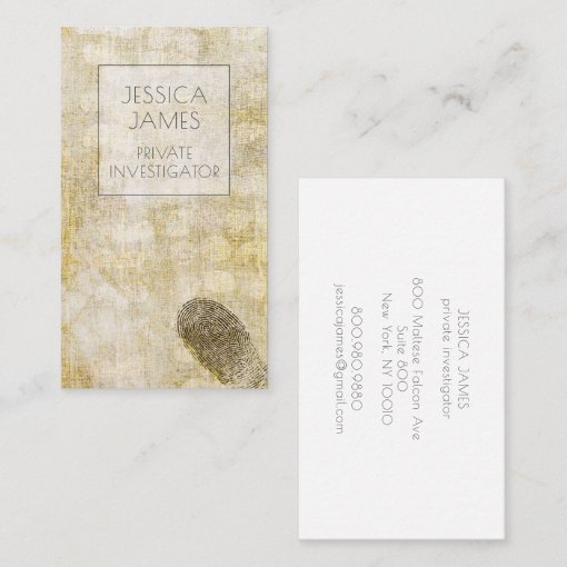 Detective Private Investigator Fingerprint Business Card | Zazzle