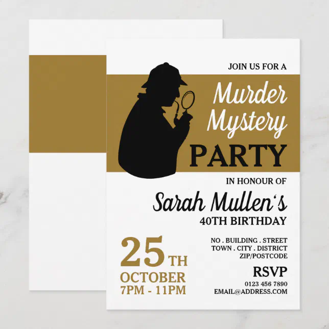 Detective Silhouette, Murder Mystery Birthday Invitation | Zazzle