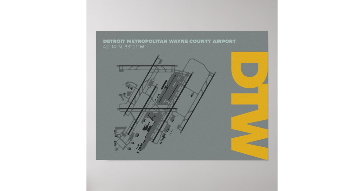 Detroit Airport (DTW) Airport Diagram Poster | Zazzle