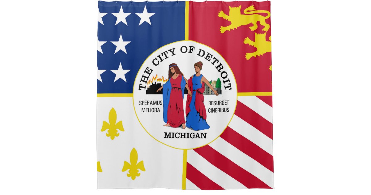 Detroit city flag USA united states america symbol Shower Curtain | Zazzle