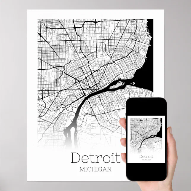 Detroit City Map Poster | Zazzle