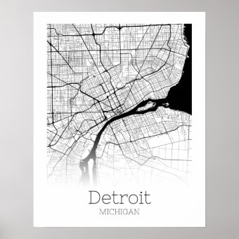 Detroit City Map Poster | Zazzle