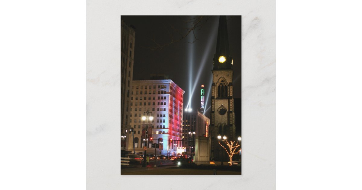 Detroit - Downtown lights Postcard | Zazzle