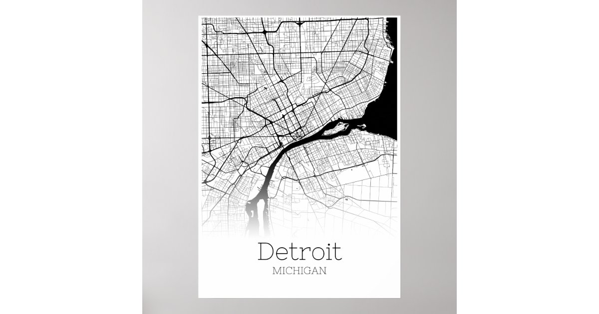 Detroit Map - Michigan - City Map Poster | Zazzle