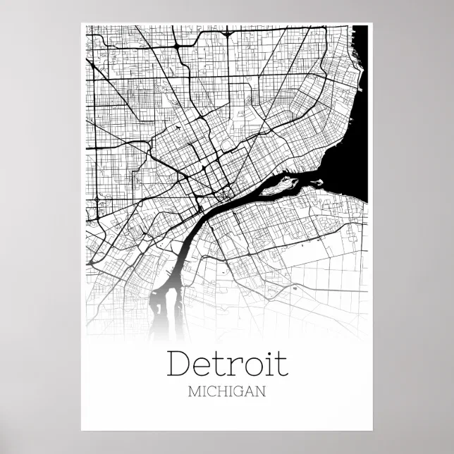 Detroit Map - Michigan - City Map Poster | Zazzle