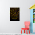 Detroit Michigan City Map Gold American Cities Map Poster | Zazzle