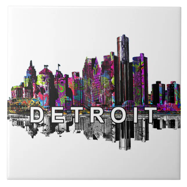 Detroit, Michigan in graffiti Ceramic Tile | Zazzle