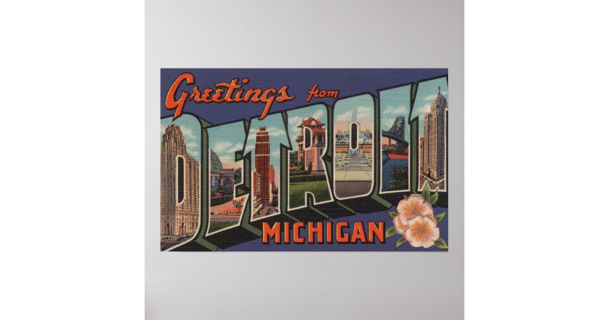 Detroit, Michigan - Large Letter Scenes Poster | Zazzle
